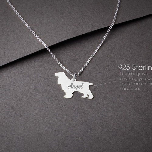 COCKER SPANIEL Personalised Tiny Silver Necklace Cocker - Etsy