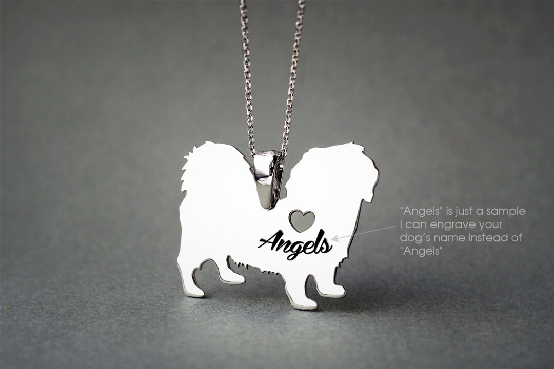 Personalized Pekingese Sterling Silver Necklace - Engraved Dog Name - Etsy