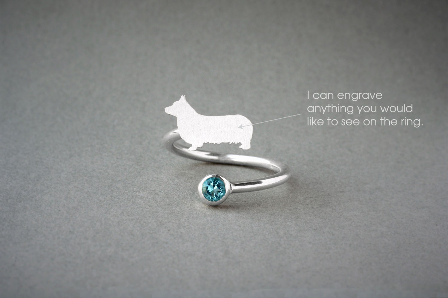 Adjustable Spiral PEMBROKE WELSH CORGI Birthstone Ring / Corgi - Etsy