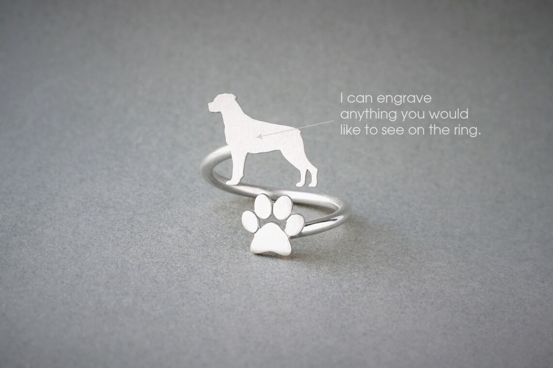 Adjustable Spiral ROTTWEILER and PAW Ring / Rottweiler Ring / - Etsy