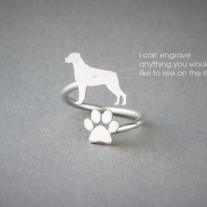 Adjustable Spiral ROTTWEILER and PAW Ring / Rottweiler Ring / - Etsy