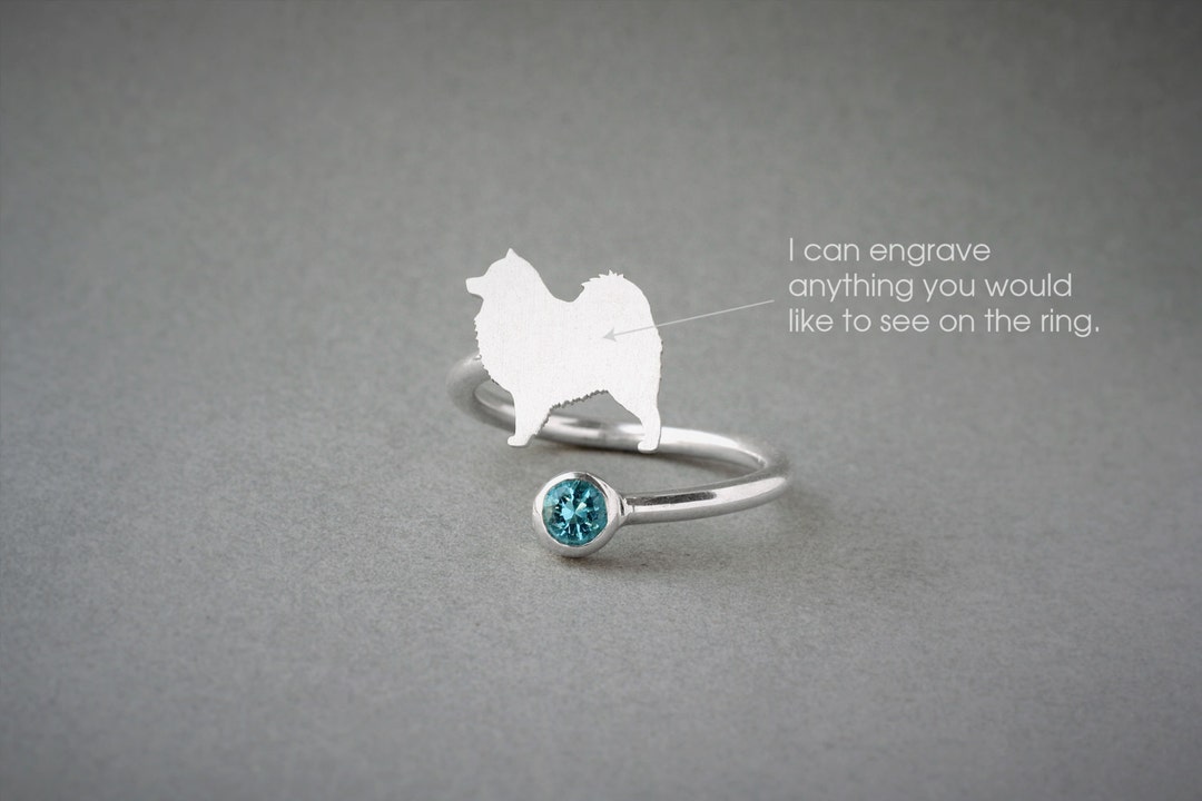 Adjustable Spiral SAMOYED BIRTHSTONE Ring / Samoyed Birthstone Ring ...