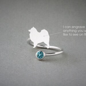Adjustable Spiral SAMOYED BIRTHSTONE Ring / Samoyed Birthstone Ring ...