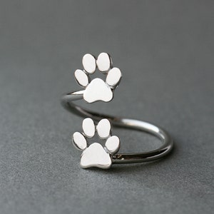 Adjustable Spiral Paw Ring / Double Paw Ring / Silver, Gold Plated or ...