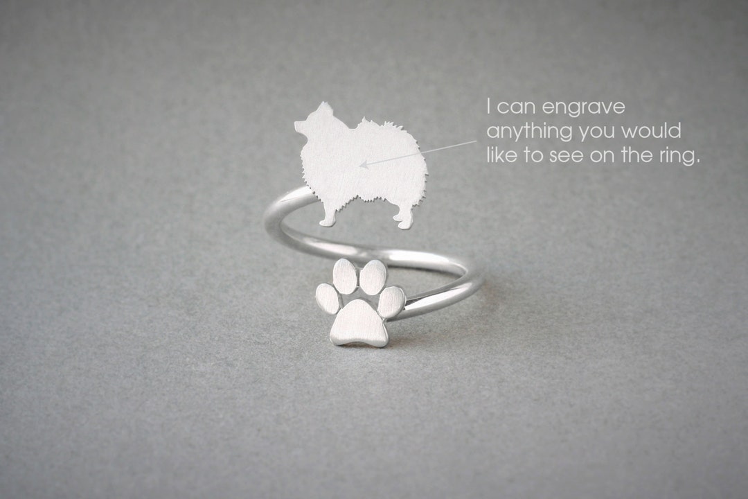 Adjustable Spiral POMERANIAN and PAW Ring / Pomeranian Ring / Paw Ring ...