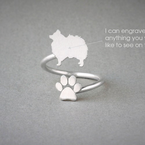 Adjustable Spiral POMERANIAN and PAW Ring / Pomeranian Ring / - Etsy