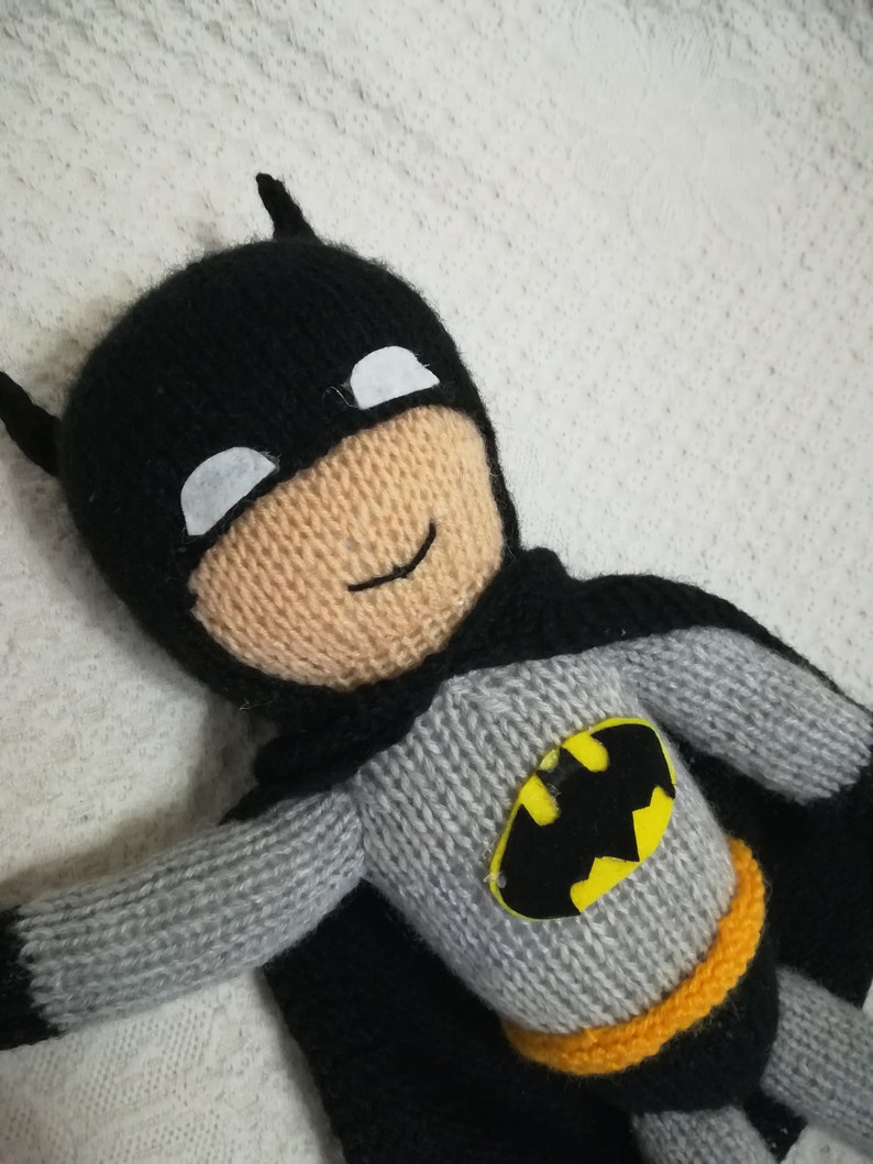 Knitted doll Batman a knitting pattern handmade toy | Etsy