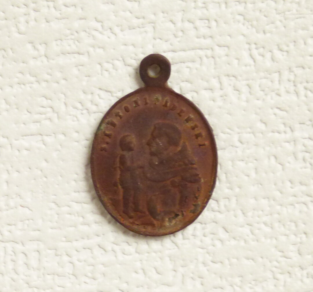 Antique Bronze Medal St Anthony Our Lady Religious Antique Catholic ...