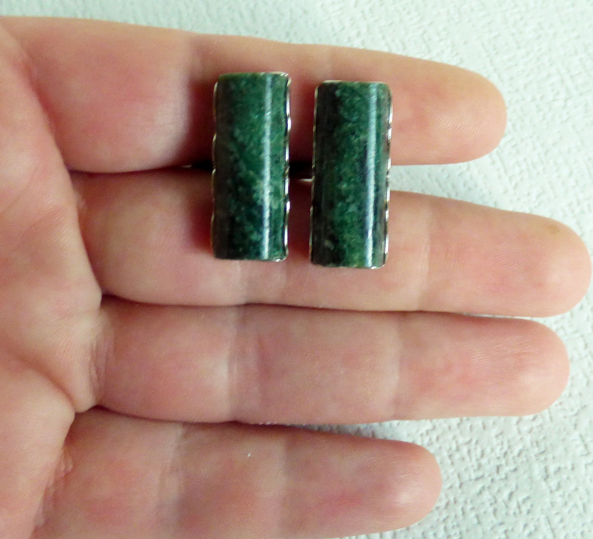 Rare! Soviet Cufflinks With Natural Jadeite Stones Vintage Collectible ...