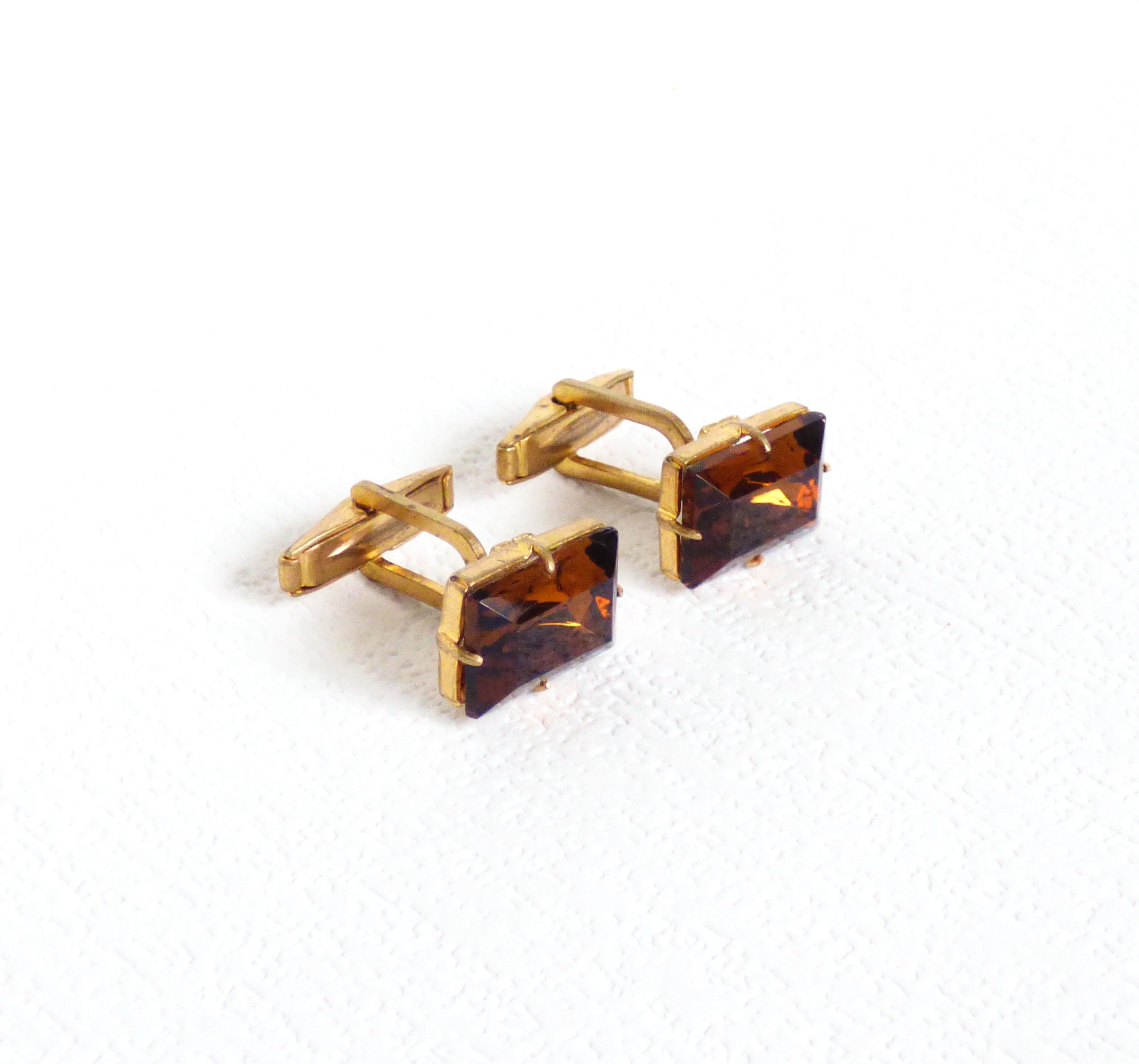 Soviet Vintage Cufflinks With Cognac Rhinestone Soviet Union Gift for ...