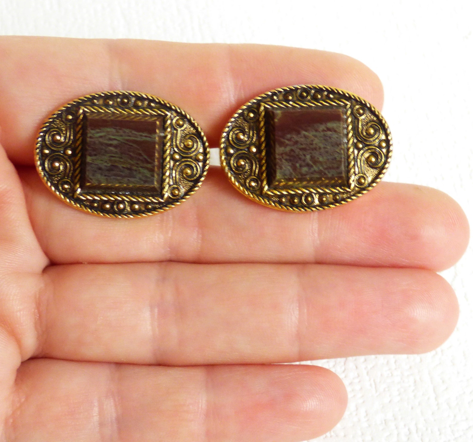 Vintage Soviet Cufflincs With Natural Stone Soviet Union | Etsy