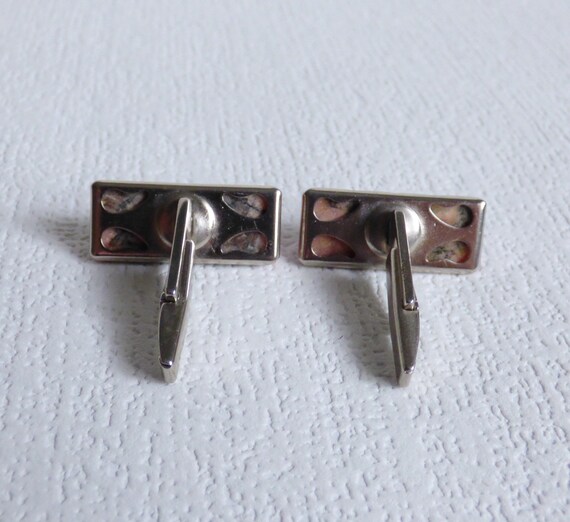 Rare! Soviet cufflinks with natural Rhodonite stones … - Gem