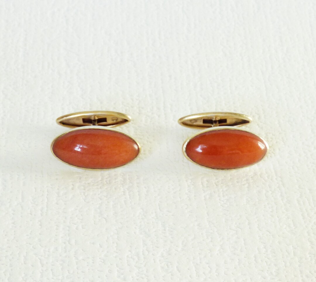 Soviet Cufflincs Sterling Silver 875 With Natural Cornelian Stone ...