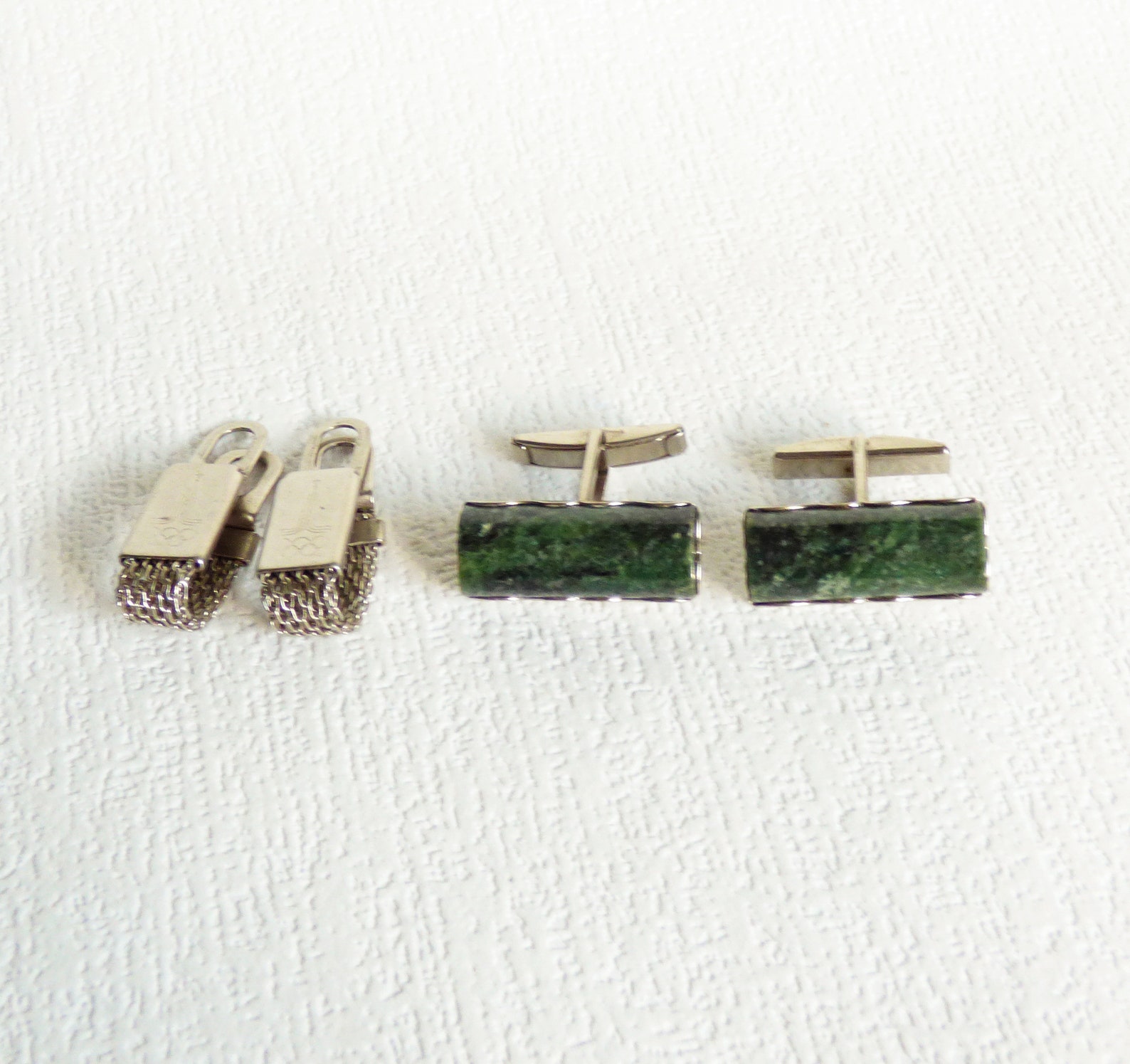 Rare! Soviet Cufflinks With Natural Jadeite Stones Vintage Collectible ...
