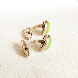Vintage Soviet Cufflinks Sterling Silver 875 With Natural Green Stone ...