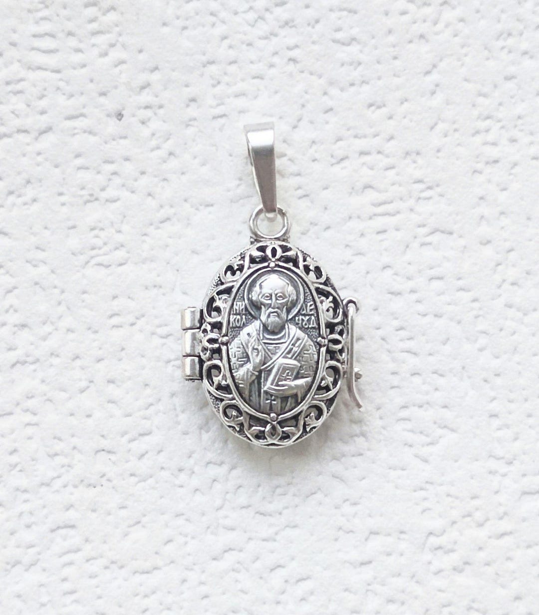 Vintage Sterling Silver 925 Orthodox Amulet Openable Reliquary St ...