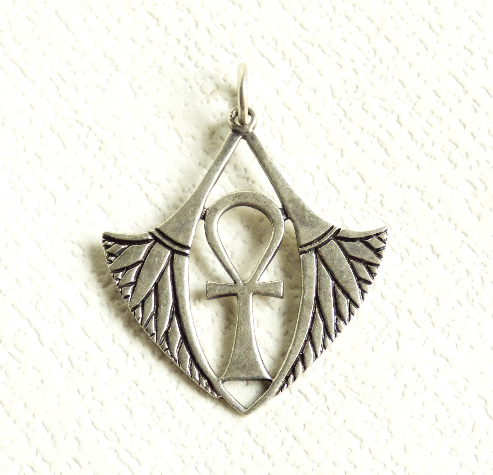 Vintage Large Ankh Pendant Sterling Silver Ankh With Wings - Etsy