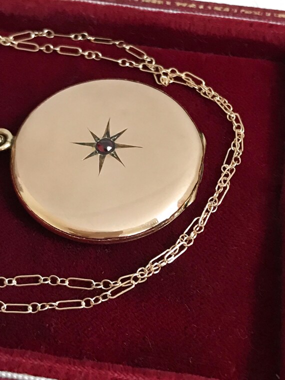 Victorian Gold Goldfilled LOCKET Red Crystal Stone Je… - Gem