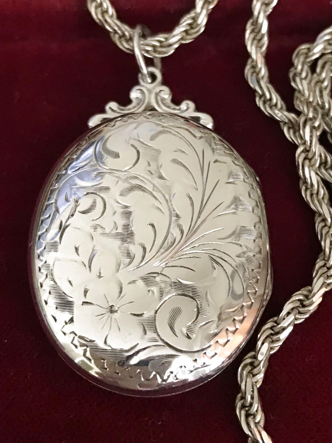 Victorian LOCKET Sterling Silver Large Photo Locket Pendant Chatelaine ...