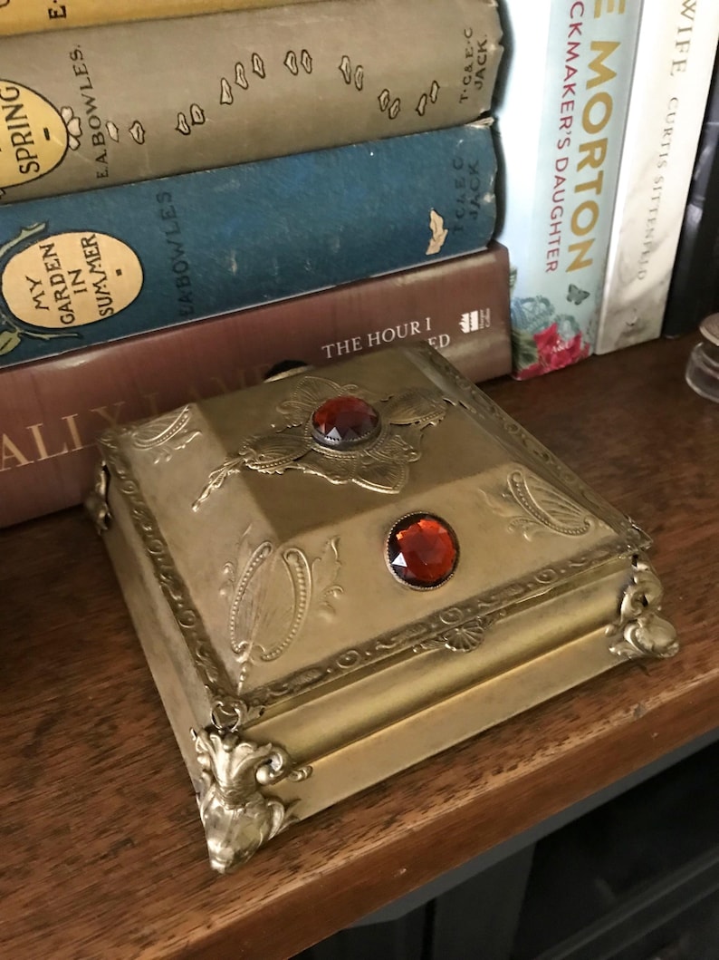 Antique DELTAH Jewellery CASKET BOX Jewelled Trinket Box Art Nouveau ...
