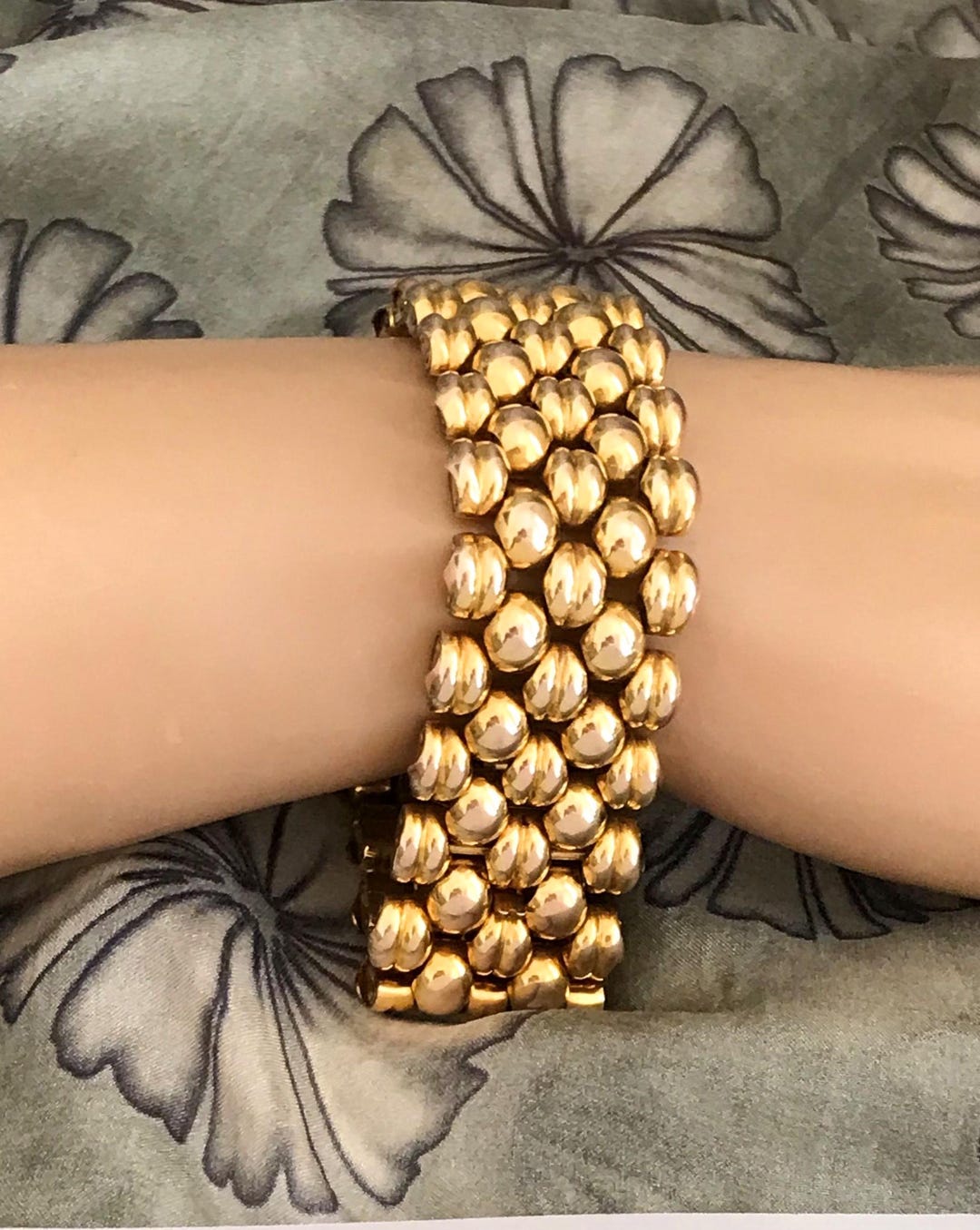 Swiss Bracelet Panther Link Yellow Gold Goldfilled Wide Heavy Deco ...