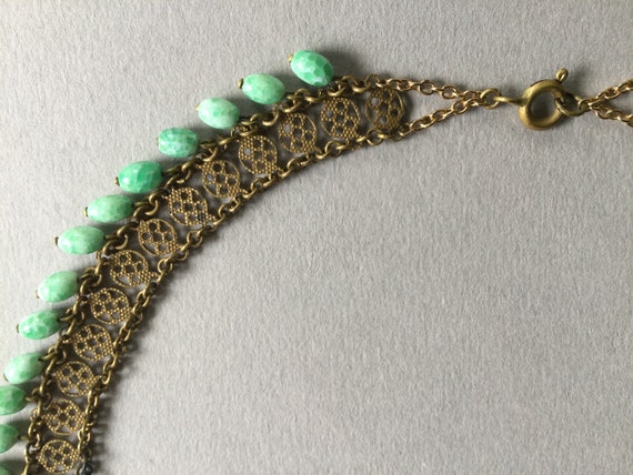 Gilt Bronze Lace Chain Peking Glass Pearl Fringe Chok… - Gem