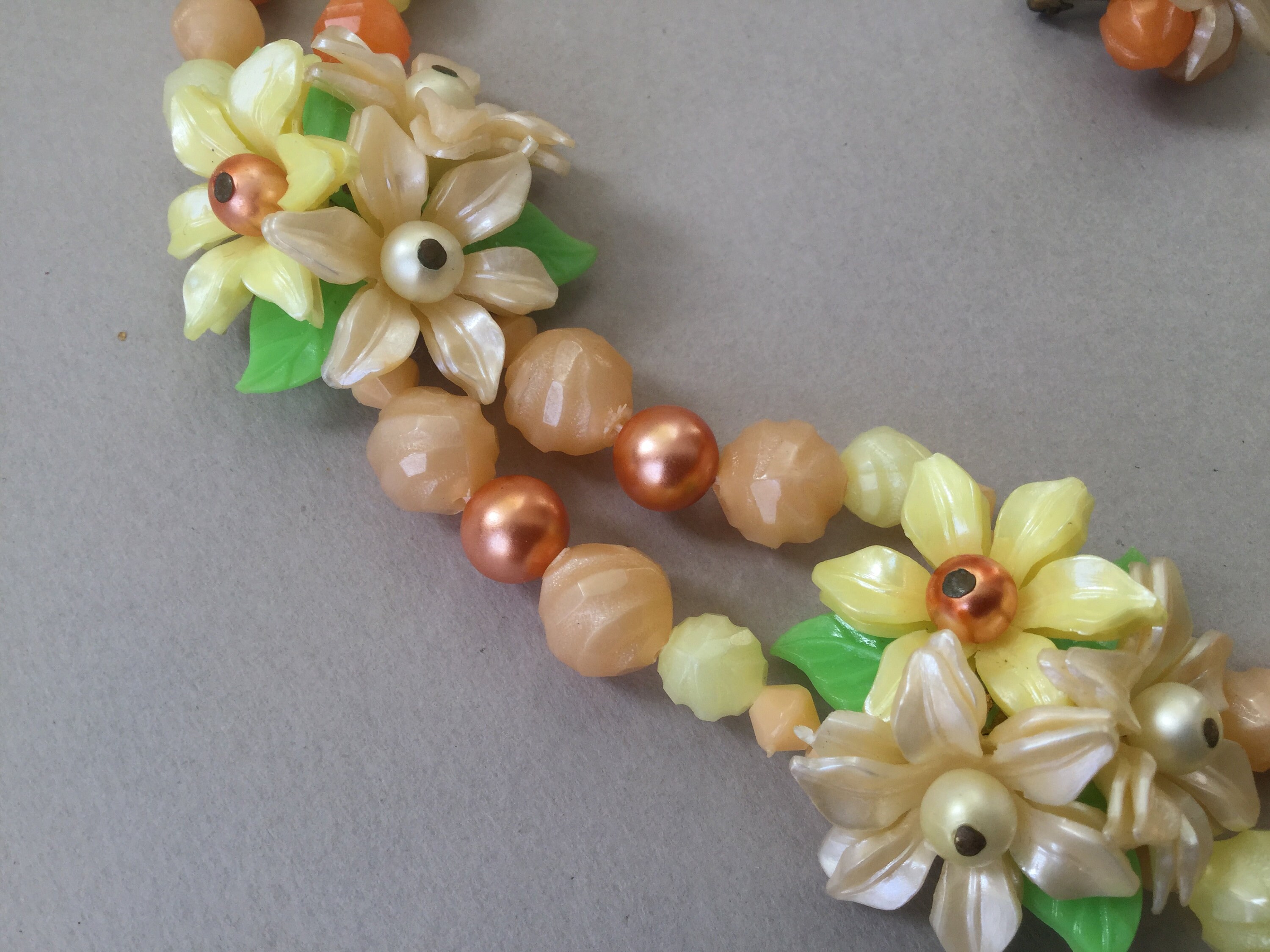 Western Germany Celluloid Flower Leaf Bead Cluster Double | Etsy