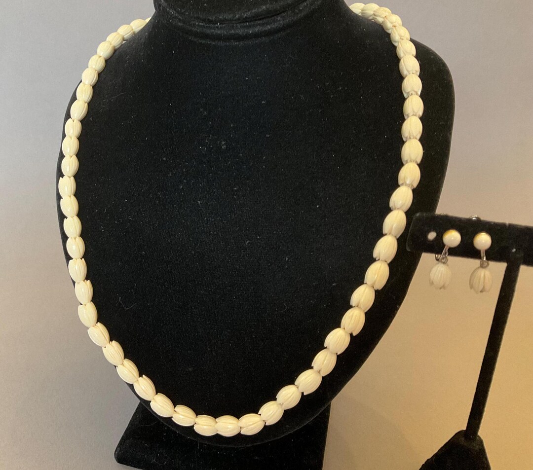 Pikake Petite Carved Jasmine Bead Necklace and Sterling Silver Screw ...