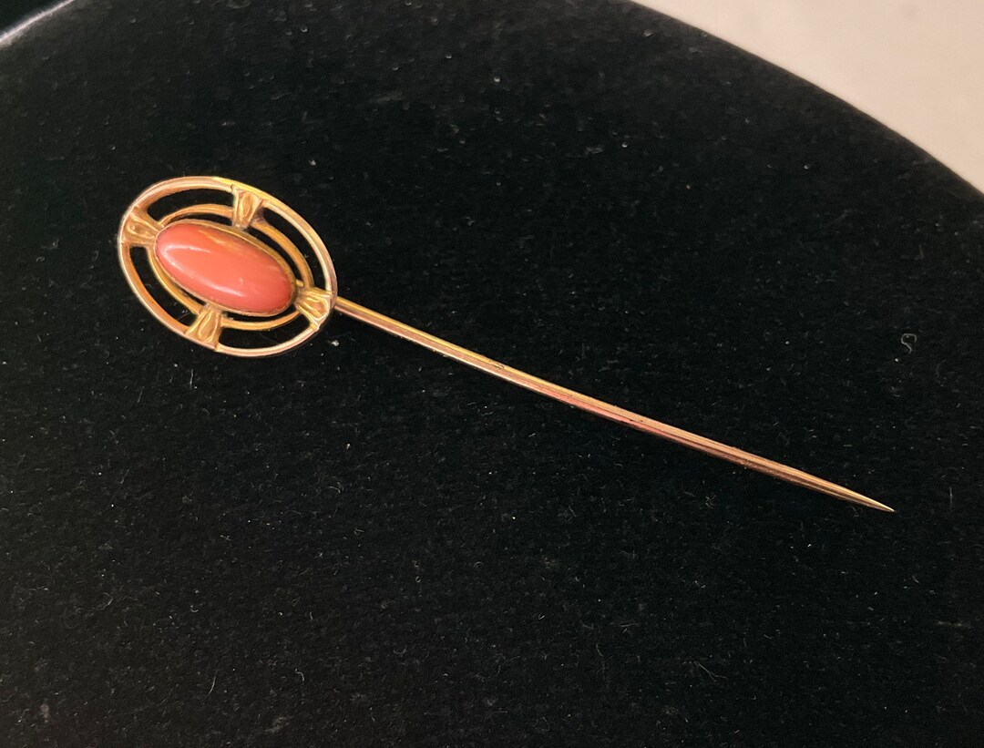 Antique 10K Gold Angel Skin Coral Stick Pin/brooch - Etsy