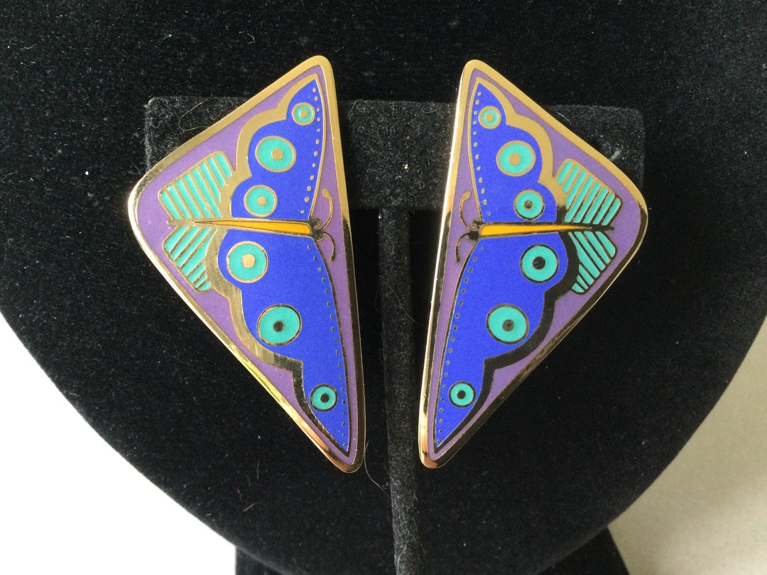 Laurel Burch Colorful April Butterfly Enamel Clip on Earrings - Etsy