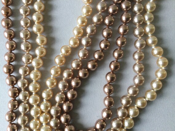 KJL Gold Tone Three Strand Gradated Gold Colors Bead … - Gem