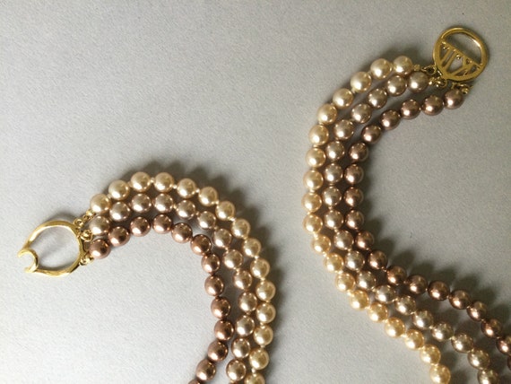 KJL Gold Tone Three Strand Gradated Gold Colors Bead … - Gem