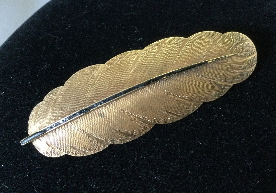 Rare Antique 22K Gold Feather Brooch/pin - Etsy