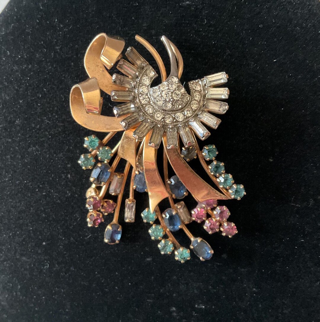 Charles Reis Sterling Silver Gold Plated 1930s Floral Spray Brooch/pin ...