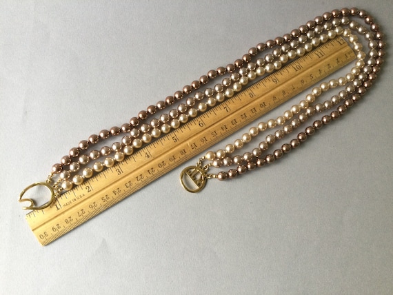 KJL Gold Tone Three Strand Gradated Gold Colors Bead … - Gem