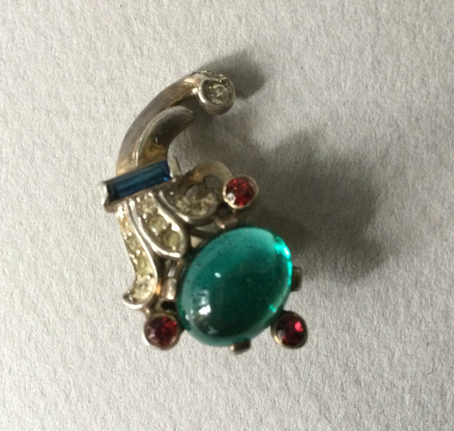 Rare Trifari talisman Sterling Silver Gilt Green - Etsy