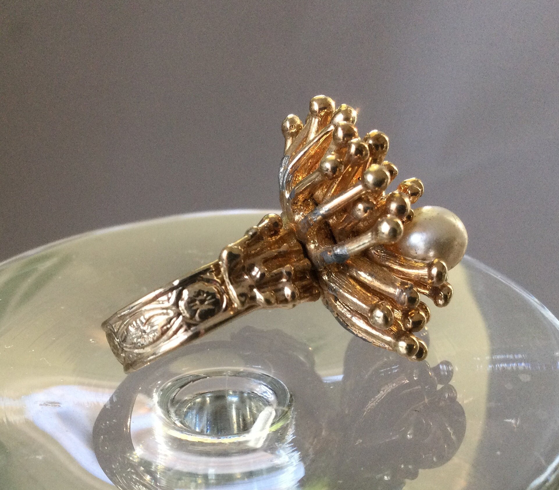 Sarah Cov Pearl Rhinestone Celestial Ring Size 4 3/4 | Etsy