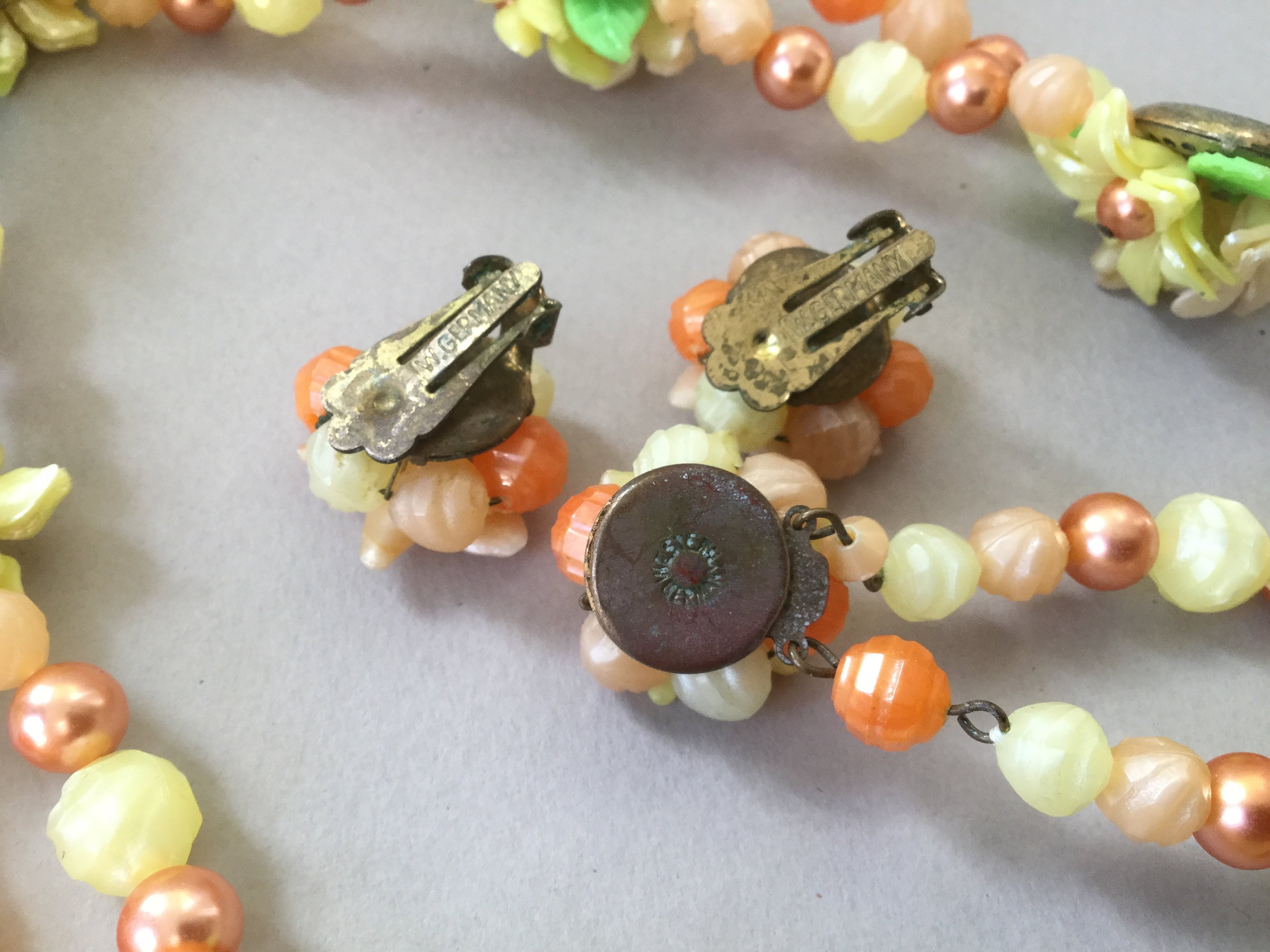 Western Germany Celluloid Flower Leaf Bead Cluster Double | Etsy