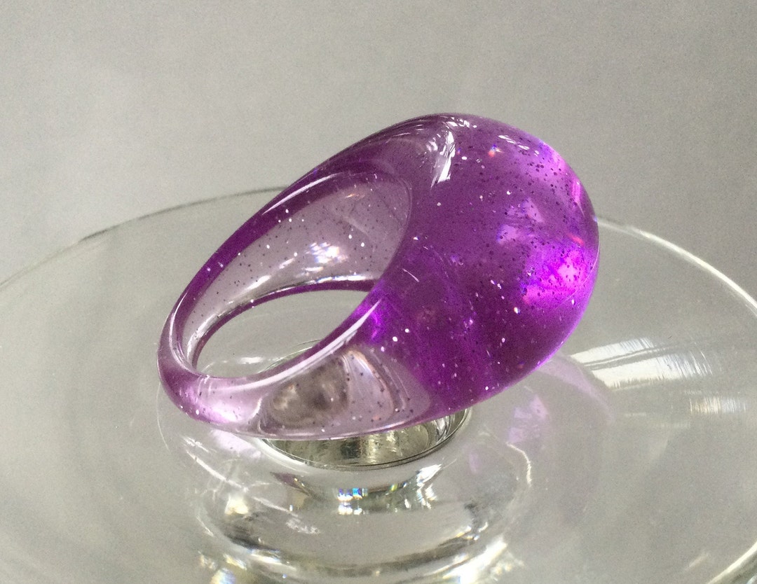 Acrylic Sparkling Pink Glitter Dome Ring Size 7 - Etsy