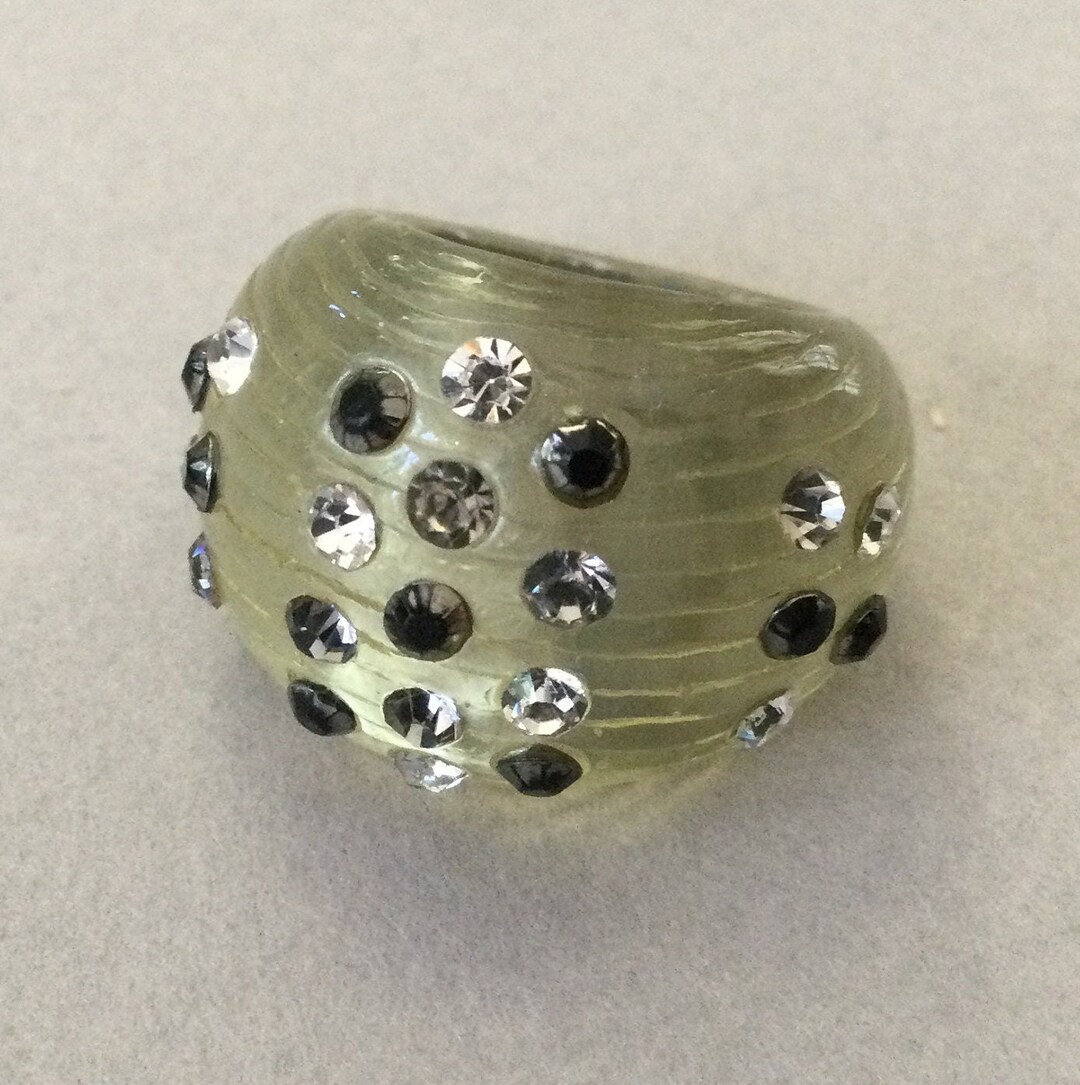 Lucite/acrylic Silver Smoke Rhinestone Dome Ring Size 6 1/2 - Etsy