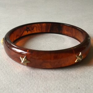 Bakelite Tortoise Translucent Gold Star Studded Bangle Bracelet - Etsy