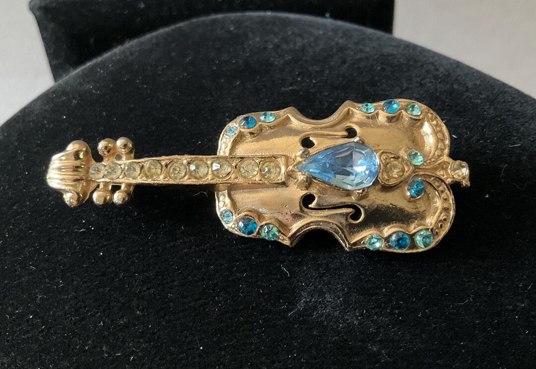 Coro Carnegie Hall Gold Plate Rhinestone Violin (small) Pin/brooch - Etsy