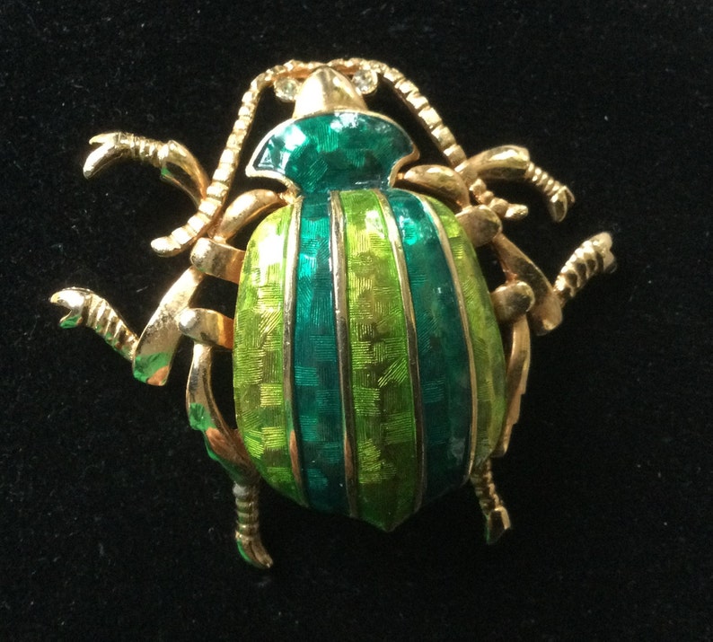 Boucher Green and Gold Enamel Beetle Brooch/pin - Etsy