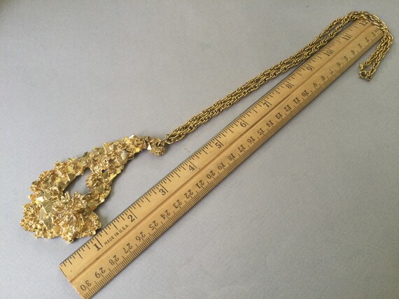 Rare Brutalist Chunky Faux Gold Nugget Statement Pend… - Gem