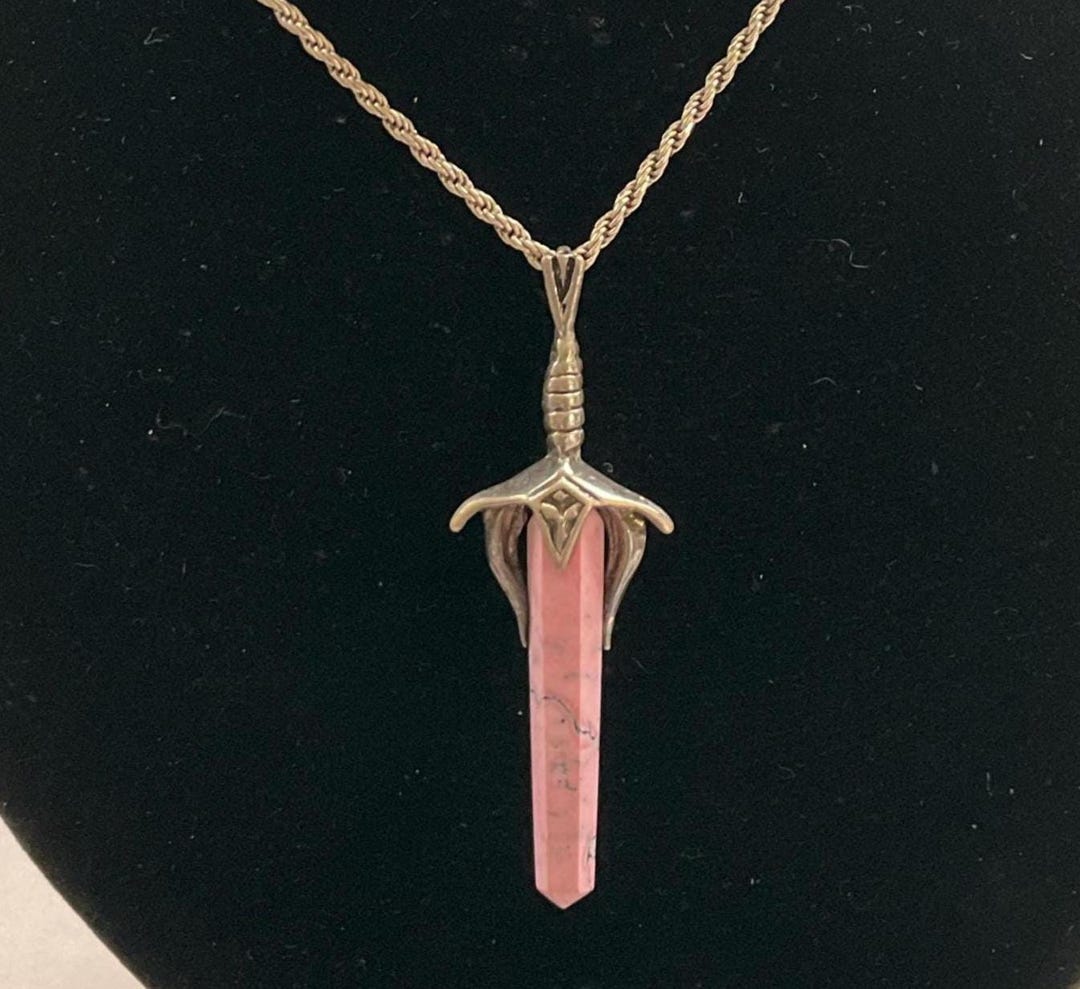 Pink Rhodonite Silver Dagger Pendant/ Necklace - Etsy