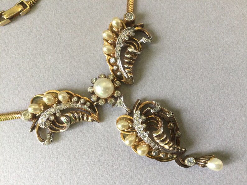 R. Derosa Rare Gold/silver Faux Pearl and Rhinestone Paisley - Etsy