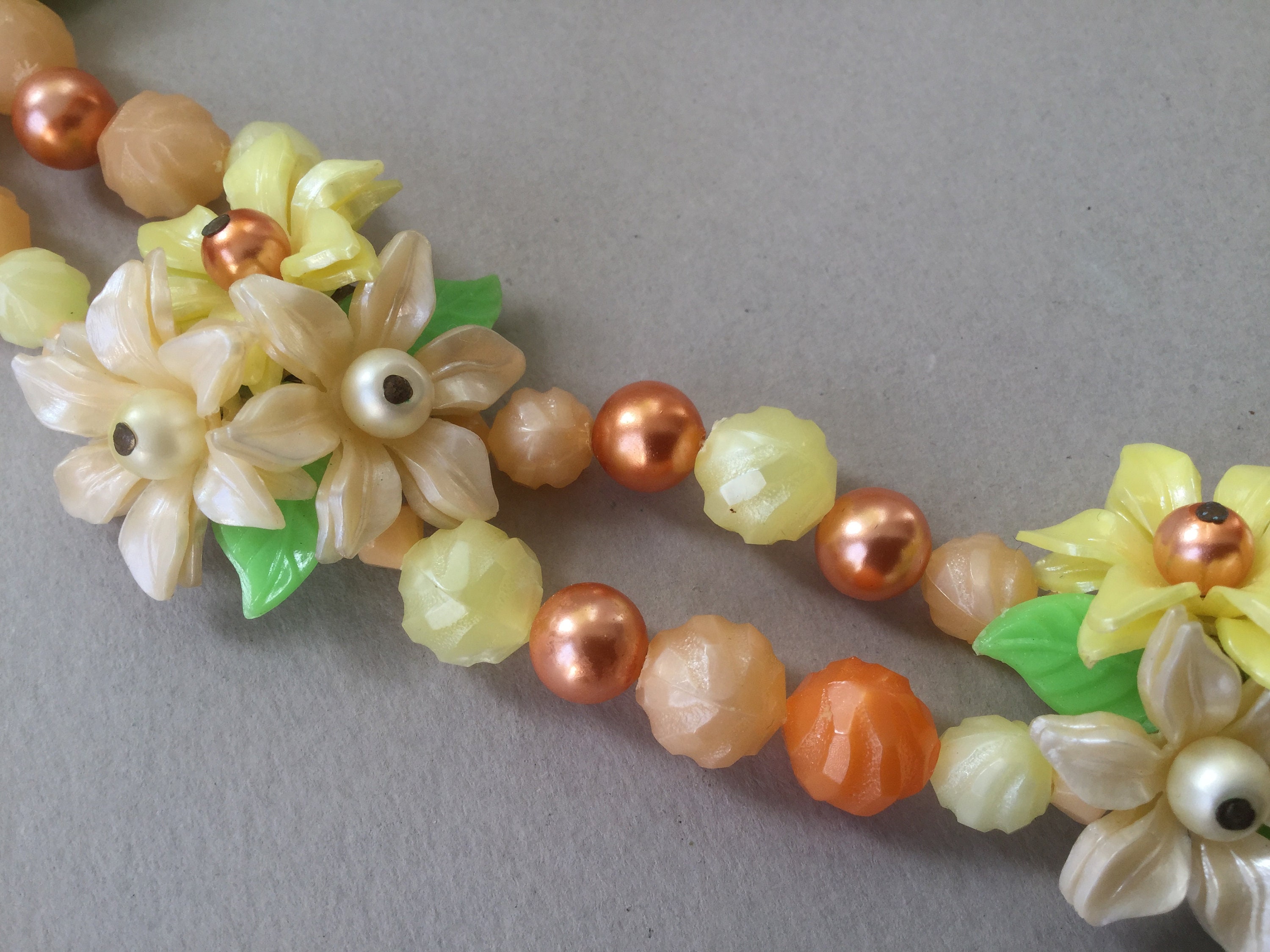 Western Germany Celluloid Flower Leaf Bead Cluster Double | Etsy
