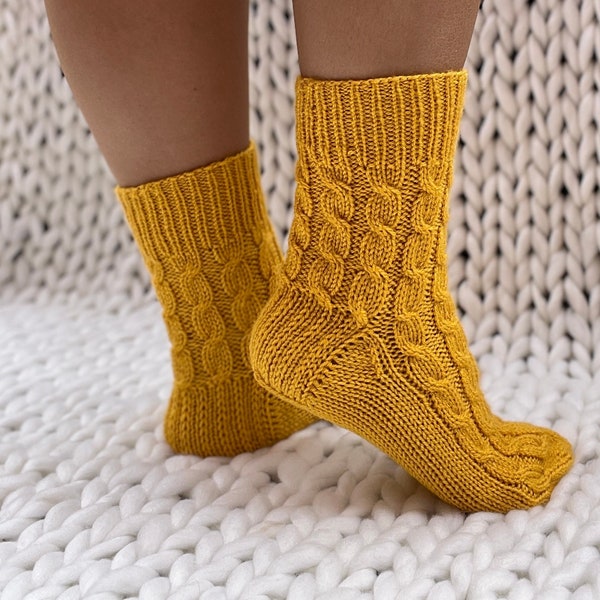 Cable Knit Socks - Etsy
