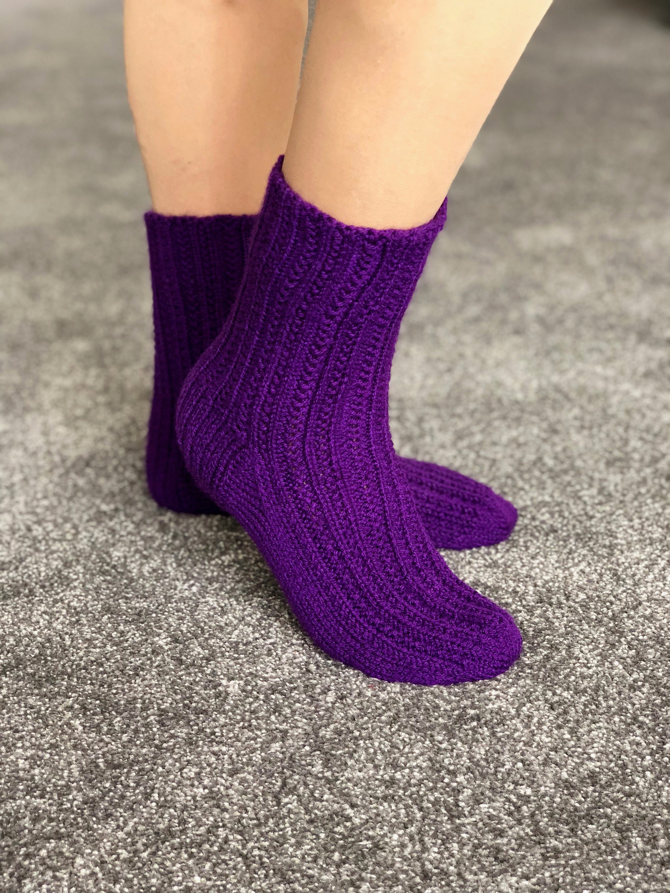 Purple Socks - Purple Wool Socks - Purple Clothing - Women Socks - Wool ...