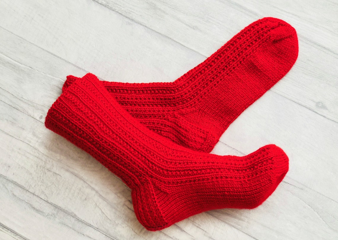 Red Wool Socks Red Socks Red Clothing Hand Knit Socks - Etsy UK
